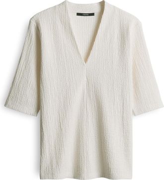 someday Damen Kurzarmshirt | strukturiertes Jerseyshirt KELOISE Slim in Crash-Optik Milk, 36