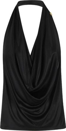 Elisabetta Franchi Femme, Tops, Noir, Taille: 36 FR Top en jersey de viscose brillant