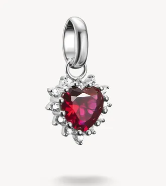 Thomas Sabo pendentif charm true romance coeur rouge connect argent rouge, argent, blanc-Argent&eacute;