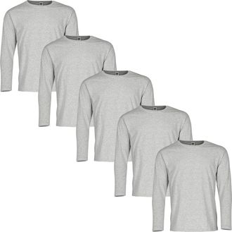 Fruit Of The Loom 5er Pack Valueweight Long Sleeve T Herren Langarm Shirt, Heather Grey, 5XL