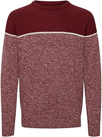 Indicode Lynn Pull en tricot fin pour homme avec col rond, Bordeaux (201), XL