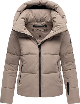 Navahoo Damen Winterjacke warme Steppjacke mit abnehmbarer Kapuze Frostherz XIV Taupe Grey Gr. XXL