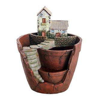 Generic Pot de fleurs cr&eacute;atif, pot de fleurs artificielles, jardin f&eacute;&eacute;rique, pot de fleurs succulentes, d&eacute;coration de paysage miniature