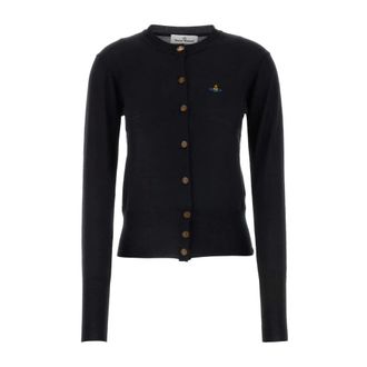 Vivienne Westwood Femme, Pulls, Noir, Taille: 42 FR Cardigan en Laine Noire