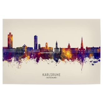 artboxONE Poster 30x20 cm Städte Karlsruhe Skyline Autumn Name - Bild Karlsruhe City Cityscape