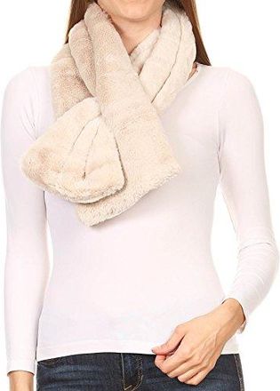 Sakkas 16112 - Malen Long Rectangle Faux Fur Warm Soft Furry Wrap Around Loophole Scarf - Sand - OS