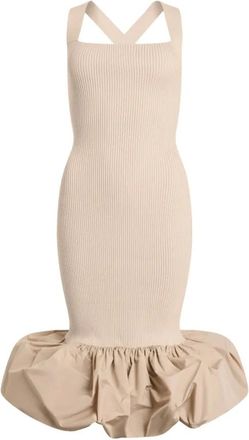 Patou Femme, Robes, Beige, Taille: 36 FR Long Mix Faille Knit Dress