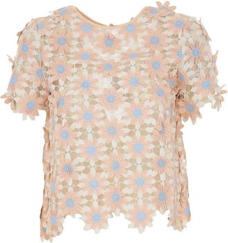 Self Portrait Spitzenbluse Sp14-045 - - Blouses & Shirts - Damen - Beige - XS