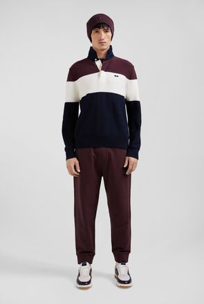 Eden Park Pull Col Maillot En Coton Bordeaux &Agrave; Jeux De Maille Coupe Regular