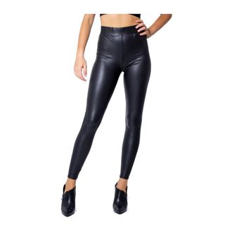 Only Stretch Leggings mit hohem Bund - - Trousers - Damen - Schwarzk - L