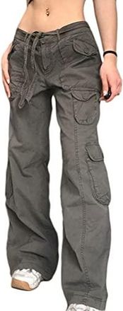 ORANDESIGNE Cargo Pantalons Femmes Y2K Baggy Taille Haute Pantalon Long Hippie Pantalon de Surv&ecirc;tement Pantalon D&eacute;contract&eacute; avec Poches Lat&eacute;rales Harajuku Streetw