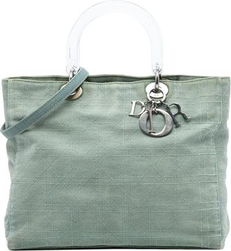 Dior Hobo Bags - Large Denim Cannage Acrylic Handles Lady Dior - Gr. unisize - in Blau - f&uuml;r Damen