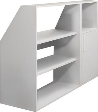 Vente-Unique Vente-unique - Meuble sous pente 1 porte, 2 &eacute;tag&egrave;res et 1 niche - Blanc - adezio
