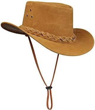 TruClothing Chapeau unisexe style australien cowboy western rétro outback daim véritable - camel S