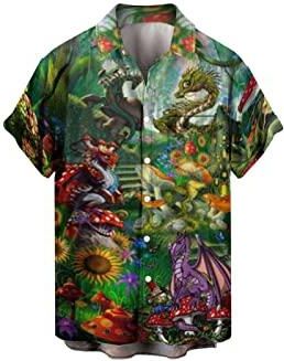 Generic Chemise hawa&iuml;enne d&eacute;contract&eacute;e pour homme avec palmier hawa&iuml;en, croisi&egrave;re tropicale, chemise d&eacute;t&eacute; &agrave; manches courtes, boutonn&eacute;e, graphique, cara&iuml;bes, c