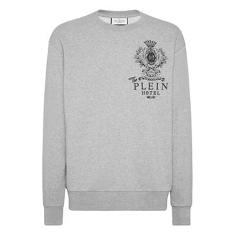 Philipp Plein Homme, Sweatshirts et sweats &agrave; capuche, Gris, Taille: S Fleece Round Neck SweaT-shirt Plein Hotel