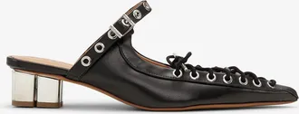 Ganni Mules &agrave; lacets en Oleatex noir - Taille 40 - Pour Femme