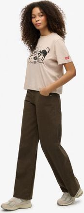 Superdry Pantalon baggy &agrave; taille mi-haute - Vert kaki fonc&eacute;