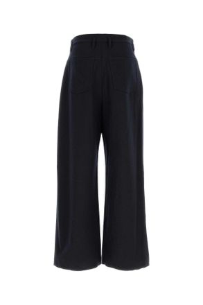 Giorgio Armani Mens Midnight Blue Wool Wide-Leg Pant Anthracite Exterior: Virgin Pantaloni Trousers