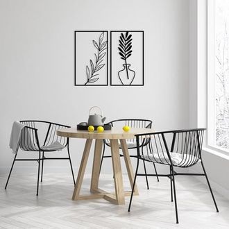 Hanah Home Stylish Black Decorative Metal Wall Accessory (2 Pieces), 38.5 x 63.5 cm Each | 100% Metal, 1.2mm Thickness | Perfect for Modern Home Decor & Office S