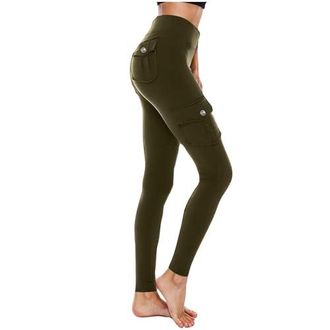 Generic Legging cargo pour femme avec poches, contr&ocirc;le du ventre, pour entra&icirc;nement, course &agrave; pied, gym, fitness, Jn, XXL