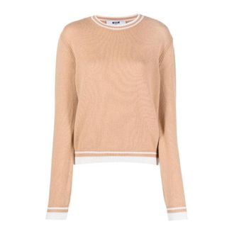 Msgm Beiger Pullover mit kontrastierenden Kanten - - Knitwear - Damen - Beige - L