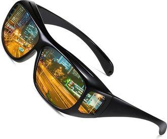 SHEEN KELLY Lunettes de vision nocturne UV400 adaptées aux lunettes de prescription enveloppant les lunettes de soleil Arounds Protection contre la conduite (Cadr