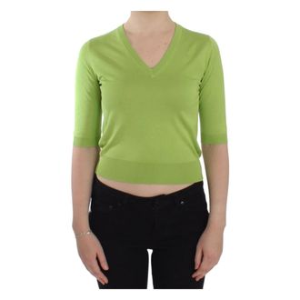 Dolce & Gabbana Femme, Pulls, Vert, Taille: 32 FR Pull ras du cou &agrave; manches courtes