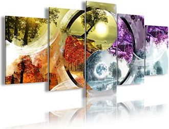 DekoArte 461 - Impression Sur Toile Moderne DImages Artistiques Num&eacute;ris&eacute;es | Toile D&eacute;corative Pour Votre Salon Ou Votre Chambre | Style Paysage Ying Yang Quatr