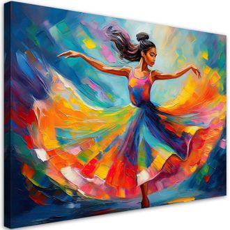 Feeby Tableau d&eacute;co Danseuse ballerine color&eacute;e 90x60