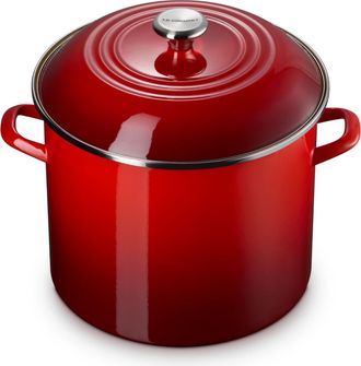 LE CREUSET Le Creuset Traditioneller Suppentopf aus Emaille auf Stahl, 16 l, Kirschrot mit Edelstahlknauf