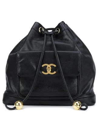 Chanel sac à dos à lien de resserrage - Noir