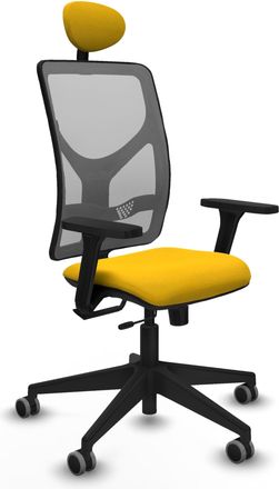 Piqueras y Crespo Arbeitsstuhl f&uuml;r viele Stunden, mit 3D-Armlehnen, h&ouml;henverstellbarer Lendenwirbelst&uuml;tze und festem Kopfteil, ausgestattet mit Syncro/Traslack und Schn