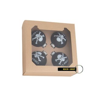 FC St. Pauli Christbaumkugeln Weihnachtsbaumkugeln Sets Deko für den Tannenbaum FCSP Fanartikel (4, Schwarz Totenkopf)