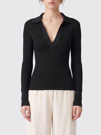 Iro Polo en maille de viscose &agrave; manches longues et col V slim fit