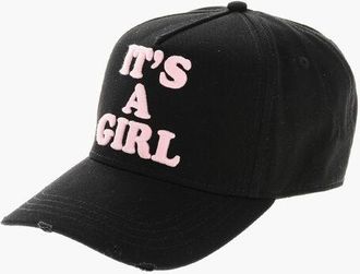 Dsquared2 Cotton Gabardine ITS A GIRL Baseball Cap with Embossed Embr size Unic