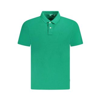Pepe Jeans London Gr&uuml;nes Baumwoll-Poloshirt mit Besticktem Logo - - Tops - Herren - Gr&uuml;n - S