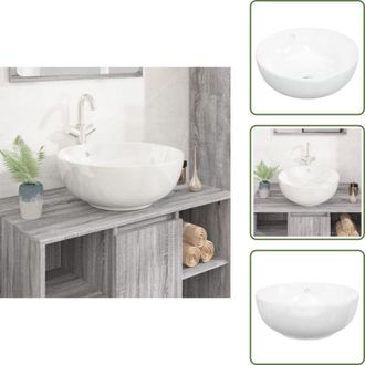 vidaXL Vidaxl - Waschbecken Wei&szlig; 44x17 cm Keramik Rund - Waschbecken - Keramikwaschbecken - Rundes Waschbecken - Wei&szlig;es Waschbecken - Einbauwaschbecken