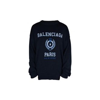 Balenciaga Logo Rundhals-Pullover - - Knitwear - Herren - Blau - XS