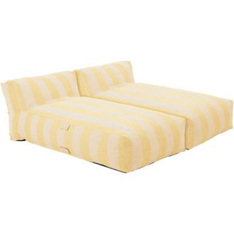 Oviala Salon de jardin modulable avec 2 m&eacute;ridiennes ray&eacute;es jaune clair - Mixi