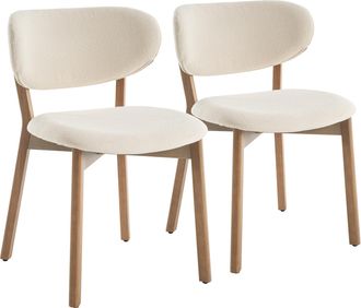 Happy Garden 2 St&uuml;hle Aura, aus hellem Holz und Stoff, Schnalle in Beige, Schaumstoffpolsterung, Beine aus Stahl