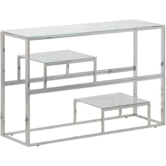 vidaXL Konsolentisch Silbern Edelstahl und Hartglas Vidaxl