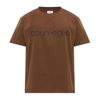 Courr&egrave;ges T-Shirt Mit Logo-Print - - Tops - Herren - Braun - M