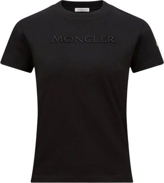 Moncler Femme, Tops, Noir, Taille: 36 FR T-shirt Noir Logo