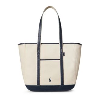 Polo Ralph Lauren Canvas Schultertasche mit Lederprofilen - - Bags - Damen - Beige - ONE SIZE