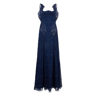 Alberta Ferretti Langes Kleid mit Tr&auml;gern - - Dresses - Damen - Blau - S