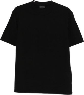 Emporio Armani Homme, Tops, Noir, Taille: M T-shirt avec logo jacquard