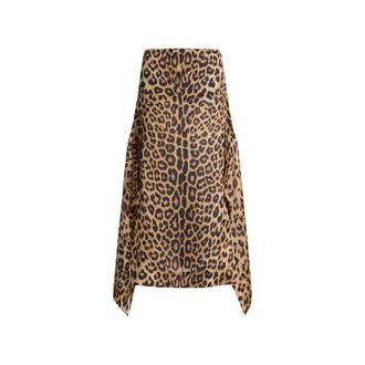 Alberta Ferretti Femme, Jupes, Brun, Taille: 40 FR Leopard Print Silk Maxi Skirt