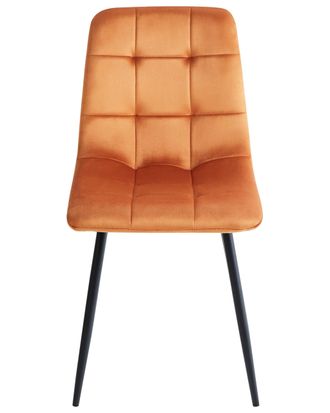 Beliani Esszimmerstuhl 4er Set Samtstoff orange auf schwarzen Beinen Powell