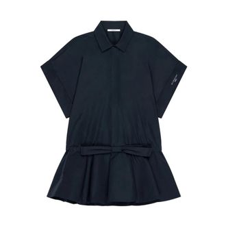 Givenchy Kurzes Hemdkleid aus Popeline mit Schleife - - Dresses - Damen - Blau - S